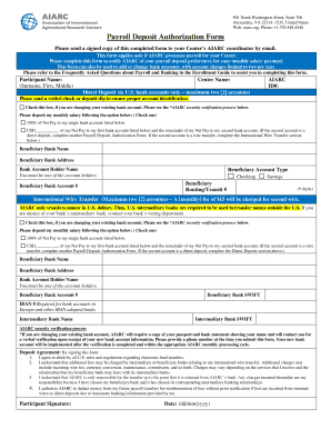 Fillable Online aiarc Payroll Deposit Authorization Form - aiarcorg Fax ...
