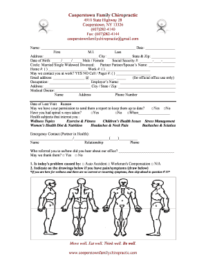 Fillable Online Cooperstown Family Chiropractic Intake Form 2 Financial ...
