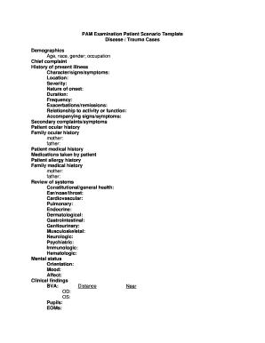 Fillable Online PAM Examination Patient Scenario Template Fax Email ...