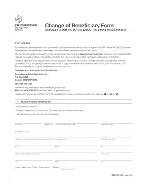Fillable Online Change of Beneficiary Designation Form and Instructions ...