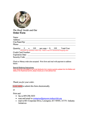 Fillable Online The Hoof Inside and Out Order Form - grayson ...