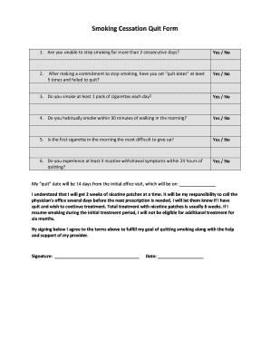 Fillable Online umpquahealthalliance Smoking Cessation Quit Form ...