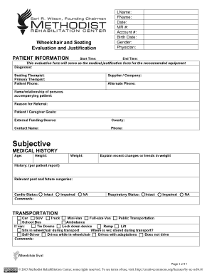 Fillable Online Wheelchair and Seating - methodistonlineorg Fax Email ...