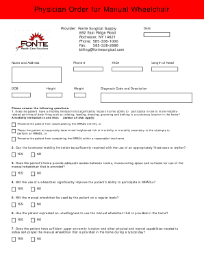 Fillable Online Physician Order for Manual Wheelchair Fax Email Print ...