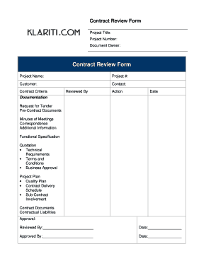 Fillable Online Contract Review Form - Klariti Fax Email Print - pdfFiller