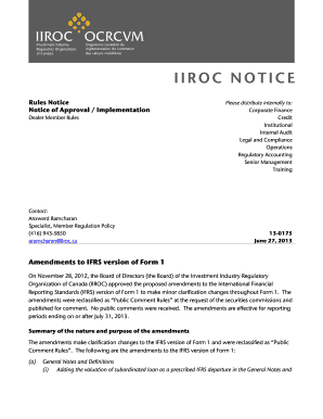 Fillable Online Rules Notice Notice of Approval Implementation Fax ...