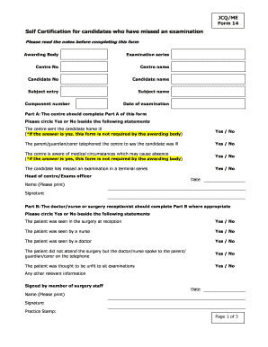 Form 14 Jcq Me Self Certification For Candidates - Fill Online ...