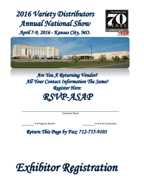 Fillable Online 2016 April Vendor Invitation Fax Email Print - pdfFiller