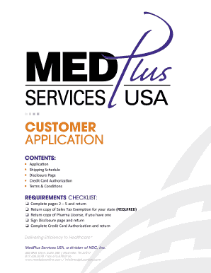 Fillable Online Customer Application - MedPlus Services USA gt Home Fax ...