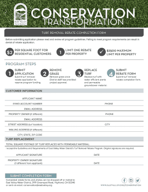 Fillable Online eastvalley TURF REMOVAL REBATE COMPLETION FORM - East ...