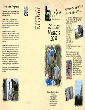 Fillable Online hintoncenter Missions 2014 Brochure - Hinton Rural Life ...