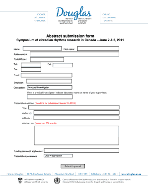 Fillable Online Abstract submission form - Douglas Fax Email Print ...