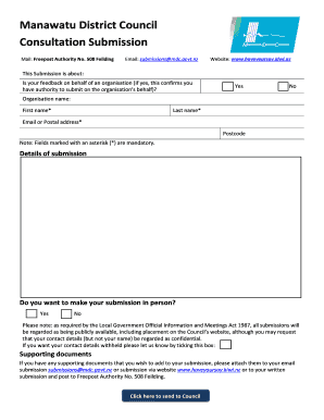 Fillable Online haveyoursay kiwi Manawatu District Council Consultation Submission Fax Email ...