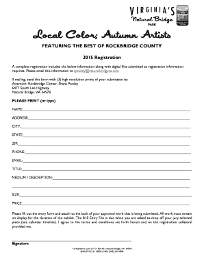 Fillable Online Local Color Autumn Arts - Registration Form Fax Email ...