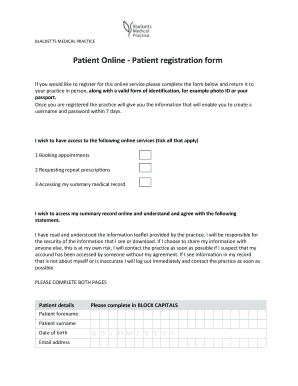 Fillable Online Patient Online - Patient registration form Fax Email ...