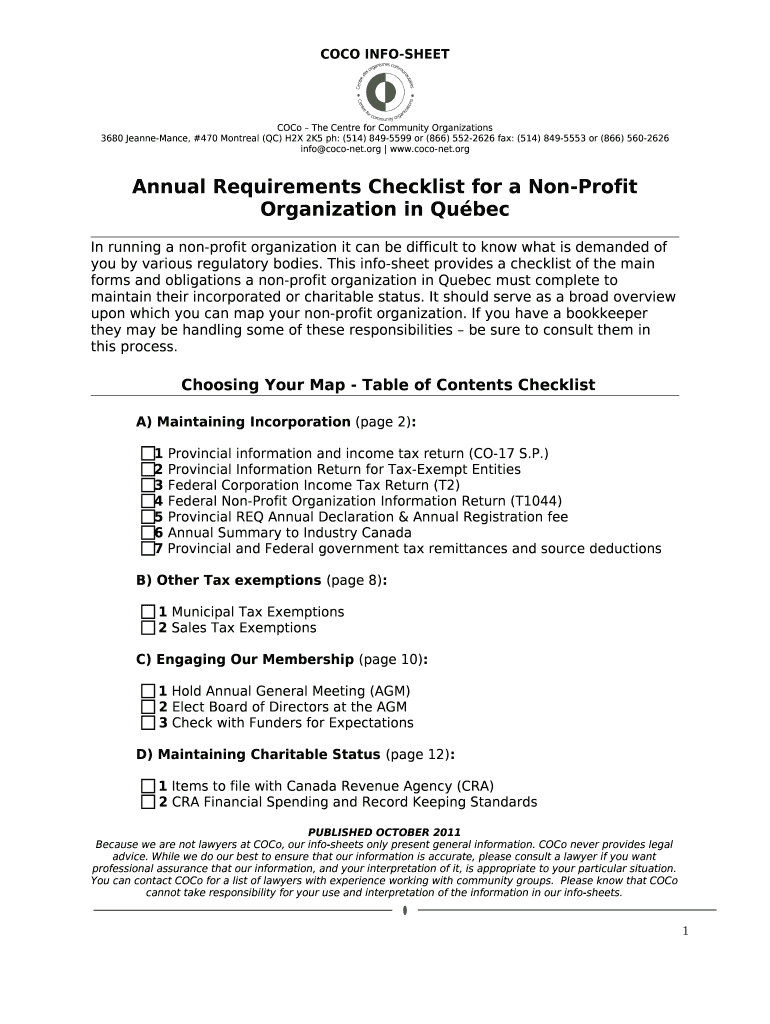 Fillable Online coco-net Incorporating a Non-Profit Organization Fax ...