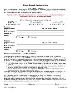 Fillable Online Direct Deposit Disclaimer Fax Email Print - pdfFiller