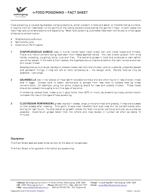 Fillable Online Food Poisoning - Fact Sheet Forms and Fact Sheets Fax ...
