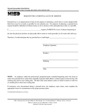Fillable Online request for a parental leave of absence Fax Email Print ...