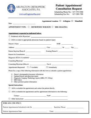 Fillable Online Patient Appointment Consultation Request Fax Email ...
