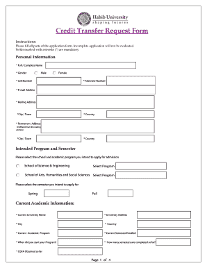 Fillable Online Credit Transfer Request Form Instructions: Please fill ...