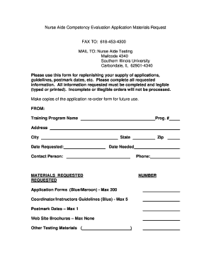Fillable Online Nurse Aide Competency Evaluation Application Materials Fax Email Print - pdfFiller