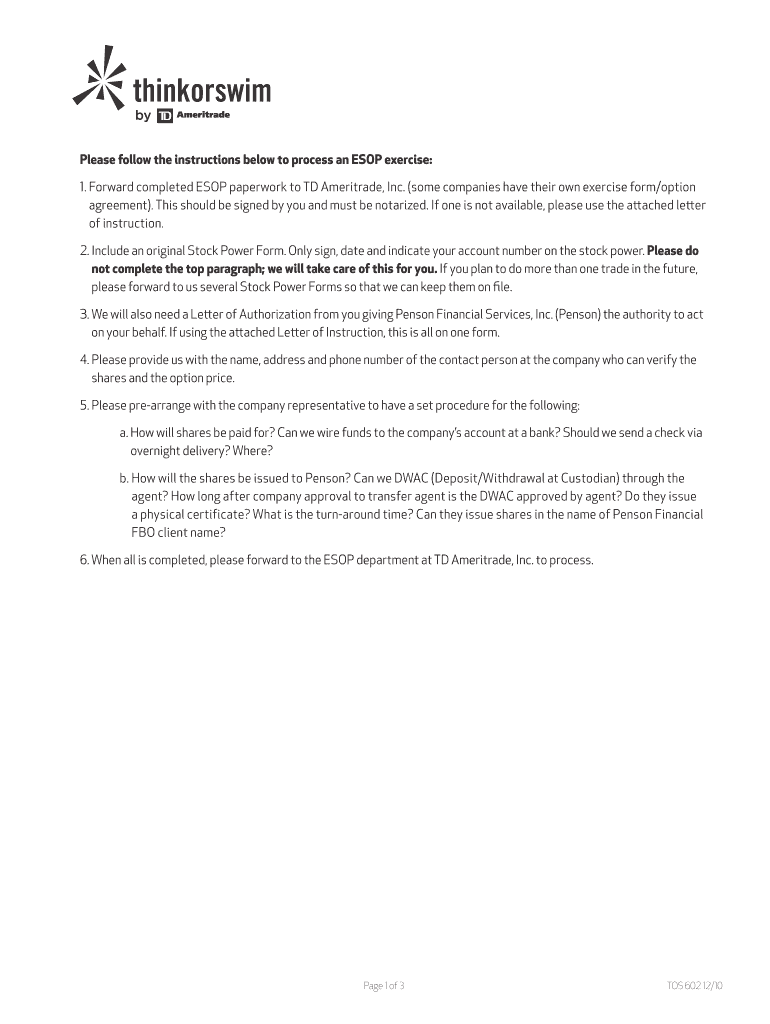 Fillable Online Please follow the instructions below to process an ESOP ...