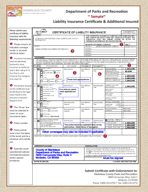 Fillable Online Liability Insurance Certificate & Additional Insured ...