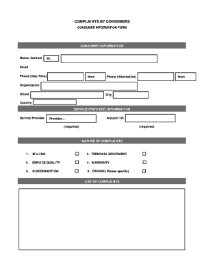 Fillable Online telecommission CONSUMER INFORMATION FORM ...