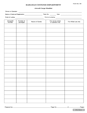 Fillable Online forms bahamas gov Aircraft Cargo Manifest Fax Email ...