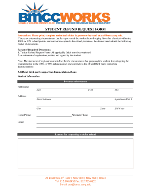 Fillable Online STUDENT REFUND REQUEST FORM - campuscenet Fax Email ...