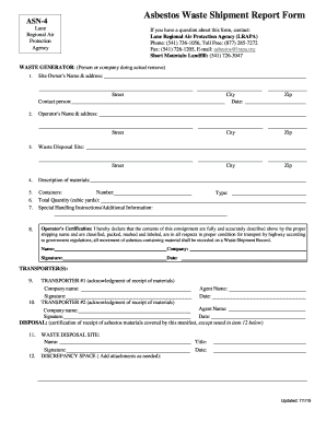 Fillable Online Asbestos Waste Shipment Report Form ASN-4 Fax Email ...