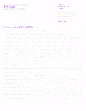 Fillable Online OFFICIAL APPLICATION FORM Please complete and Please ...