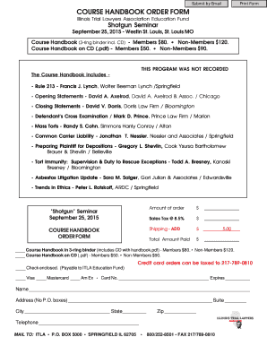 Fillable Online Course handbook order form 3-5-11 - Illinois Trial ...
