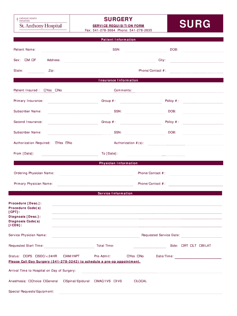Fillable Online sahpendleton SURG Fax Email Print - pdfFiller