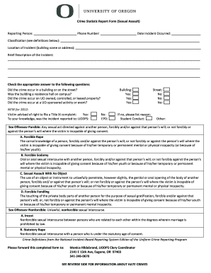 Fillable Online police uoregon Crime Statistic Report Form Sexual ...