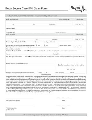 Fillable Online bvi gov Bupa Secure Care BVI Claim Form Fax Email Print ...