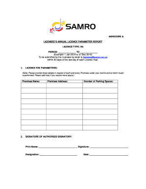 Fillable Online H5 Parameter Report Annexure A Fax Email Print - pdfFiller