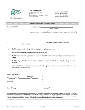 Fillable Online gov pe LABOUR IMPACT DECLARATION FORM Fax Email Print ...