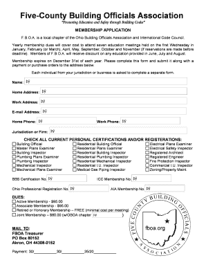 Fillable Online fboa FiveCounty Building Officials Association Fax ...