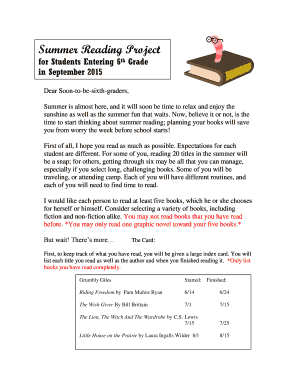Fillable Online stlukeschool Summer Reading Project - St Lukes School ...