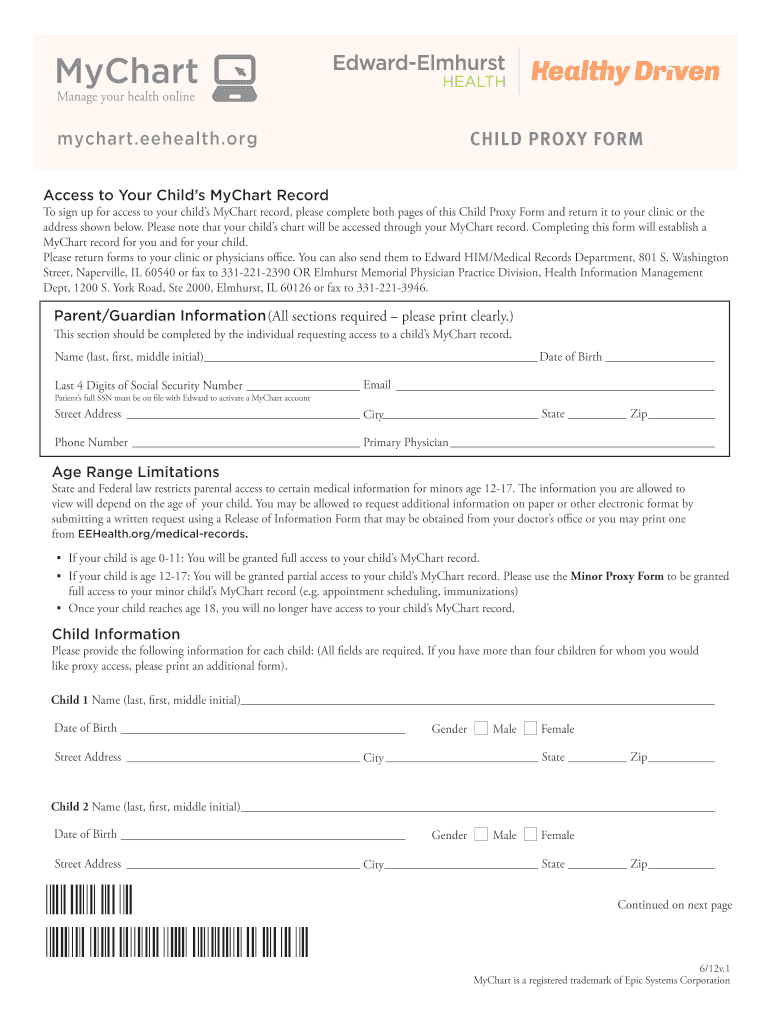 Fillable Online mychart elmhurstmemorial To sign up for access to your ...