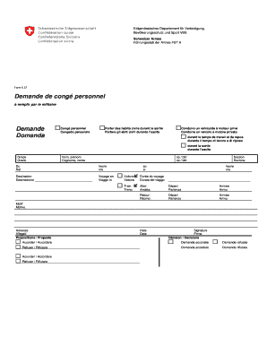 Remplissable En Ligne vtg admin Form 637 Demande de cong personnel - vtgadminch Fax Email ...