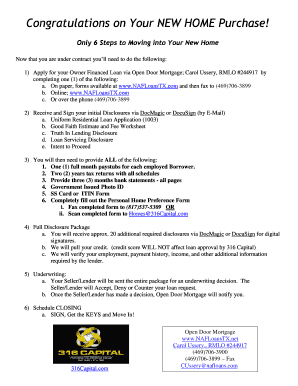 Fillable Online 6 Steps to Owner Finance Closings Buyers Home ...