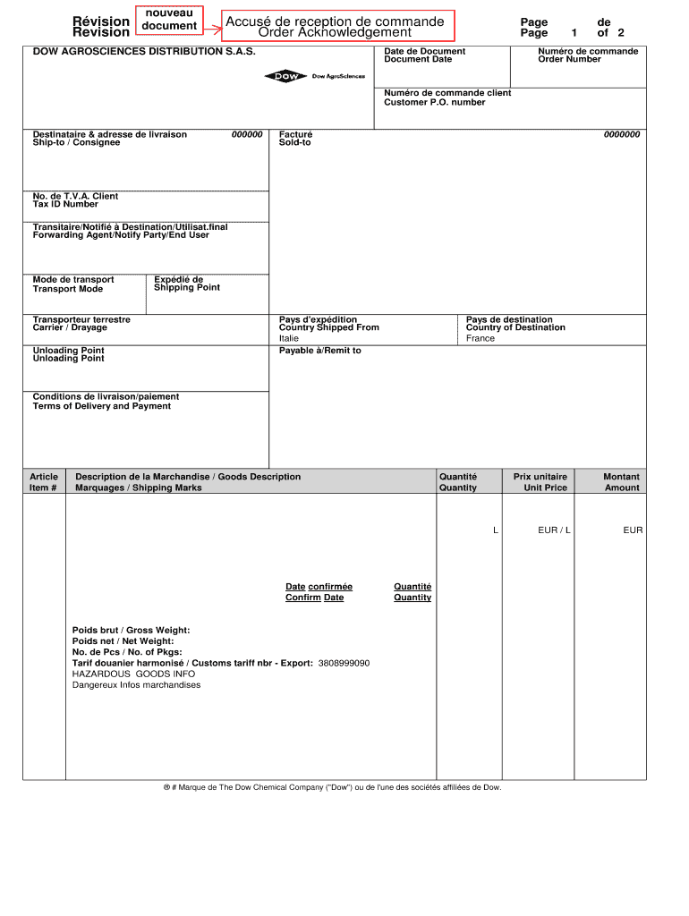Fillable Online Rvision Accus de reception de commande Page de Revision Fax Email Print - pdfFiller