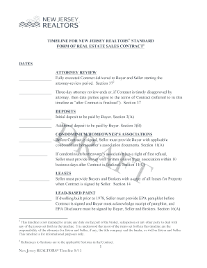 Fillable Online TIMELINE FOR NEW JERSEY REALTORS STANDARD FORM OF REAL ...