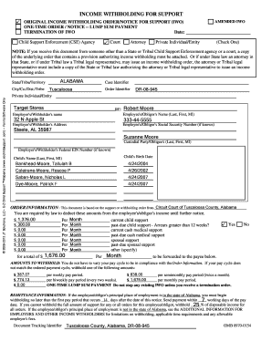 Fillable Online INCOME WITHHOLDING FOR SUPPORT - E-Z Child Support Fax ...