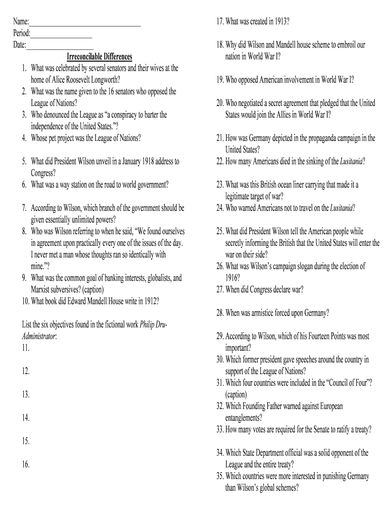 Fillable Online morganhighhistoryacademy Irreconcilable Differences ...