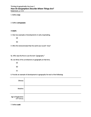 Fillable Online Thinking Geographically Key Issue 1 How Do Geographers ...