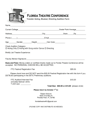 Fillable Online Acting Audition Form Fax Email Print - pdfFiller